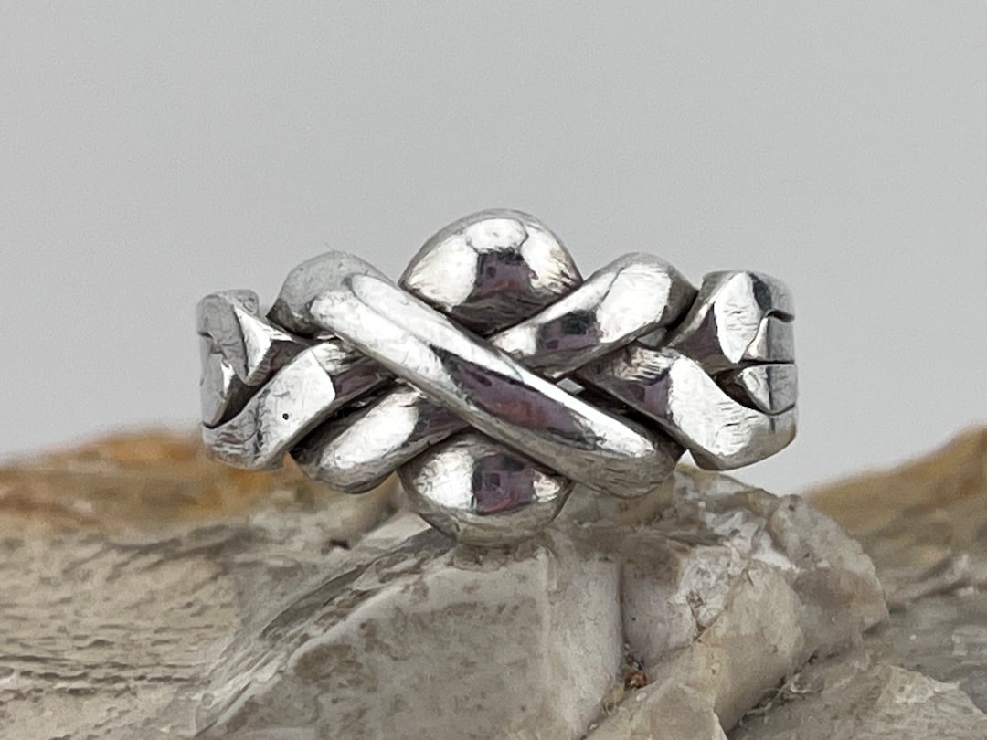 Four Part Silver Interlocking Ring Size Uk J1/2 USA 5 - Etsy