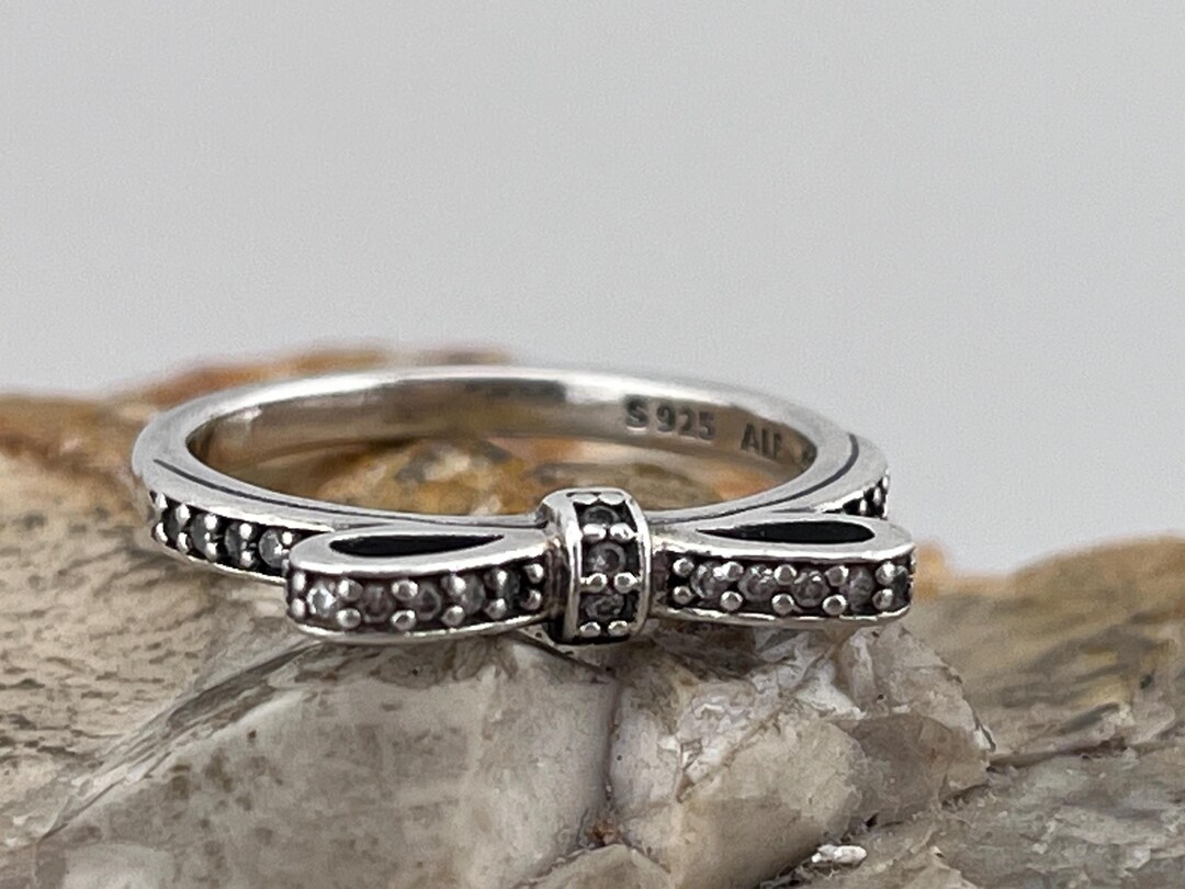 Pandora Gem Set Bow Ring Band Stacker Spacer Sterling Silver - Etsy