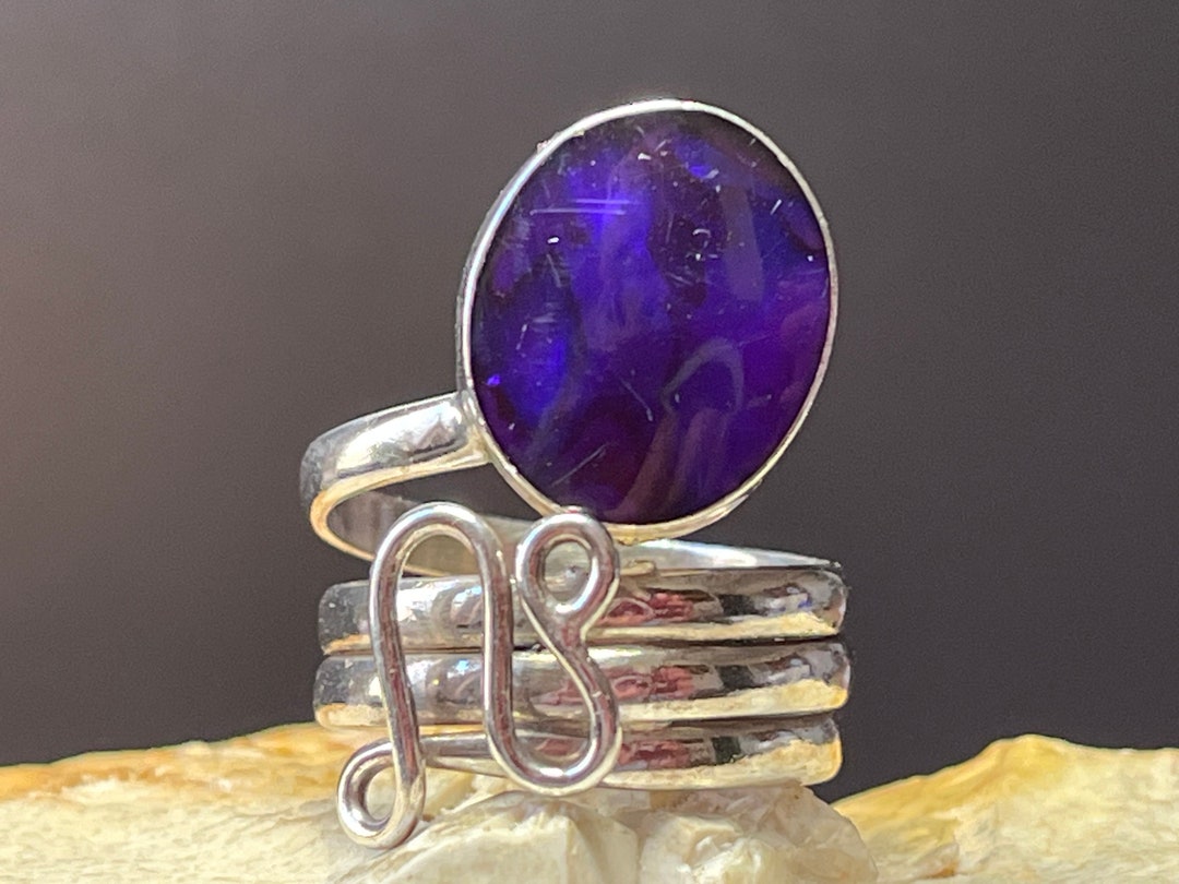 Spiral Silver and Purple Ring Stacker Size Uk N1/2 USA 7 - Etsy