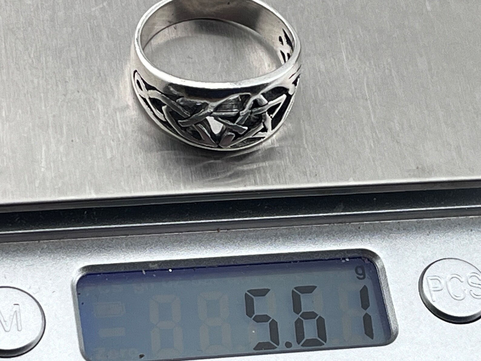 Vintage Silver Celtic Design Star Pierced and Ring Size Uk S1/2 USA 9. ...