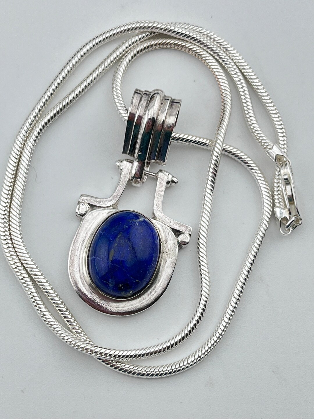 Vintage Native American Silver 48cm Snake Chain Blue Lapis Lazuli ...