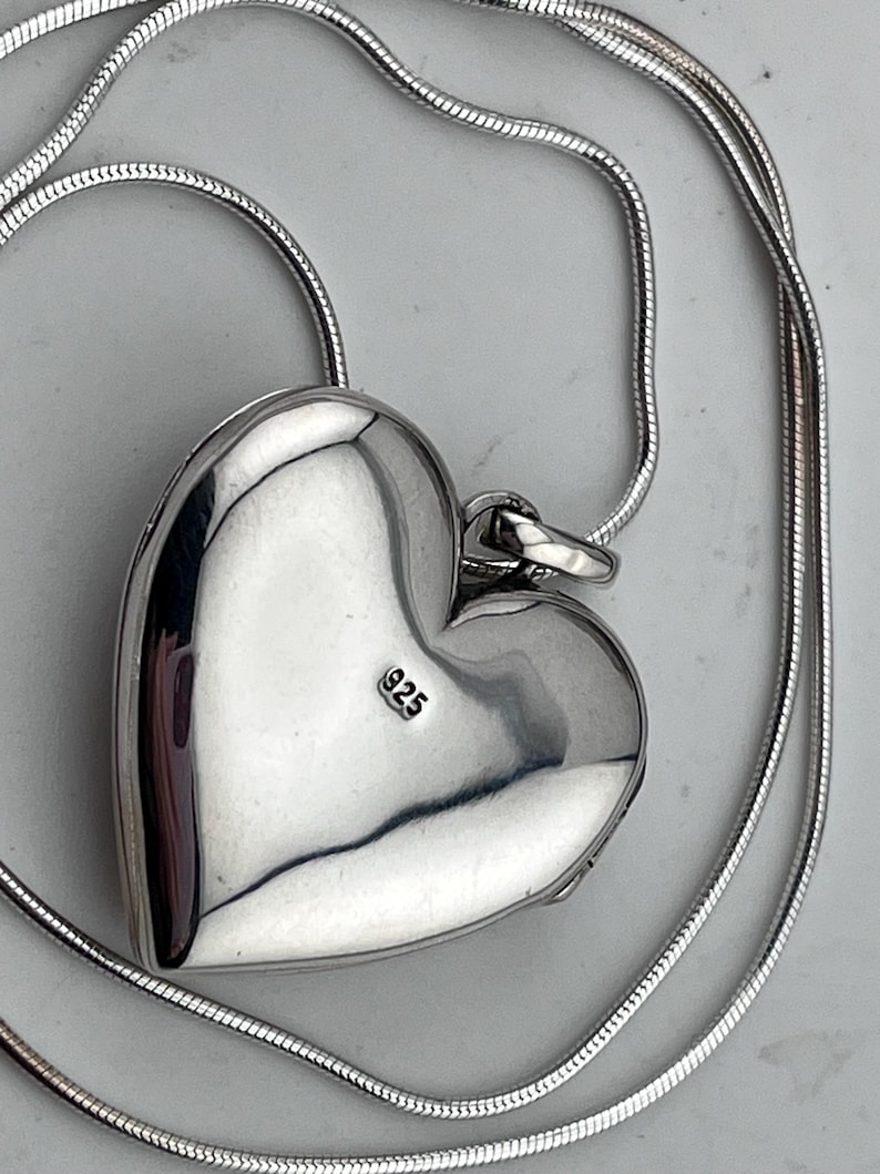 As New Large Heart Locket Pendant Necklace Sterling Silver 45cm - Etsy