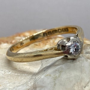 1967 Vintage 18ct Gold Diamond Solitaire Ring Size Ukm Usa6 - Etsy