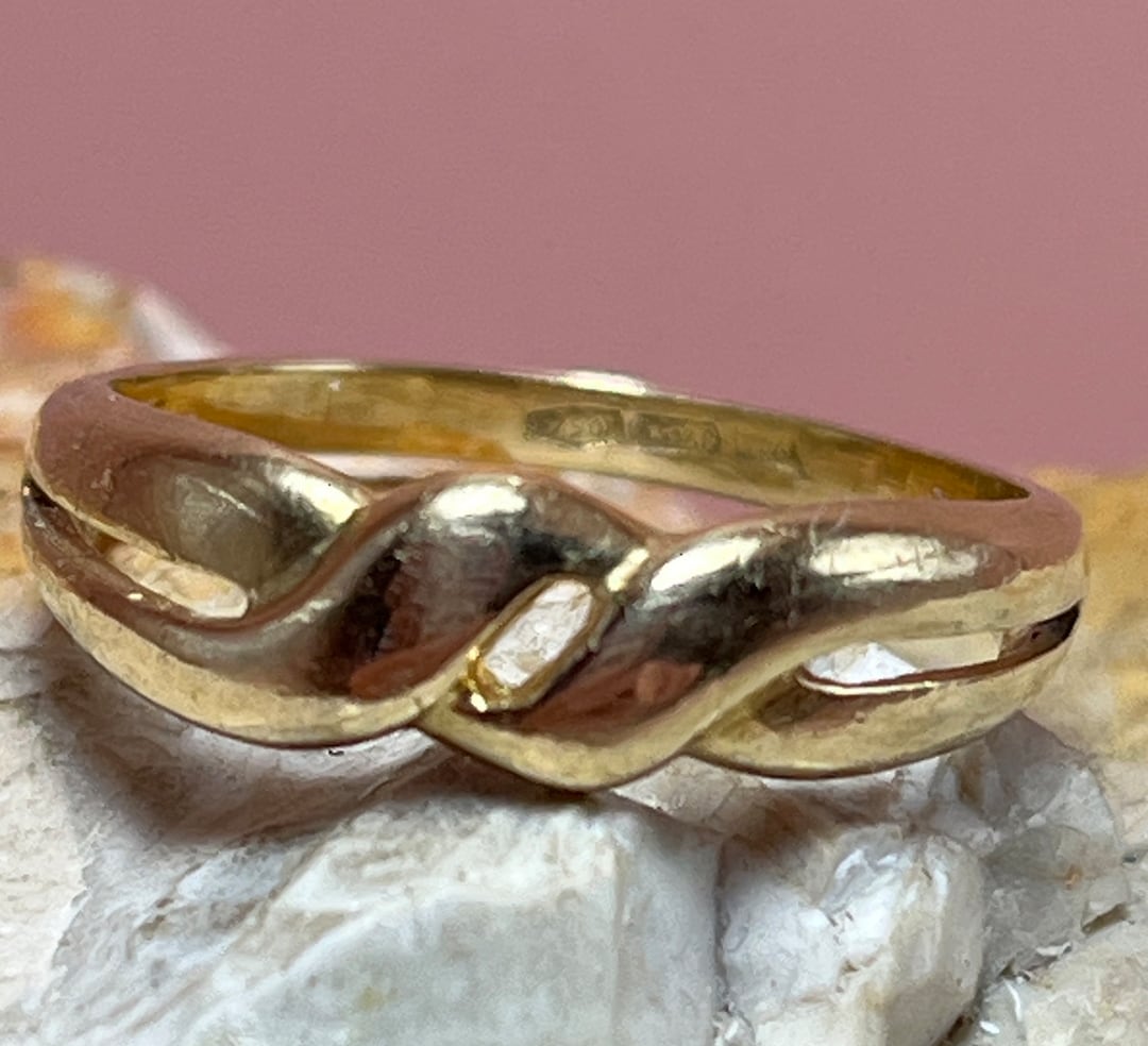 18ct Gold Vintage Italian Knot Twist Ring Band Stacker Spacer Size Uko ...
