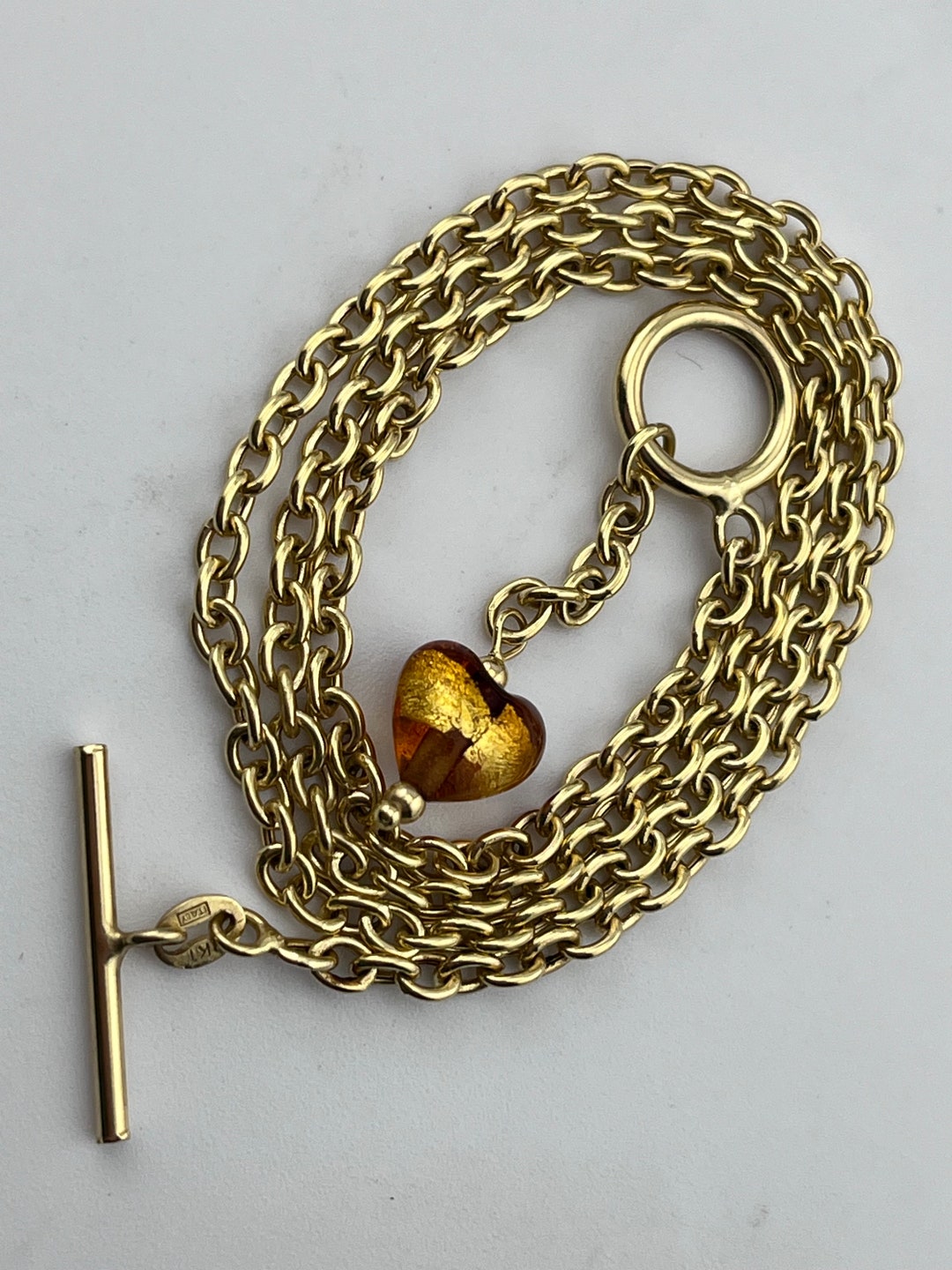 42cm Heart Charm 9ct Gold Trace Link Chain Necklace - Etsy