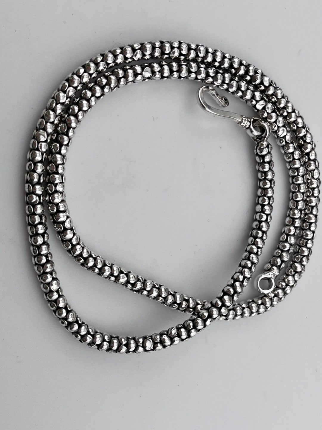 Vintage Silver Popcorn Link Chain Necklace 53cm - Etsy