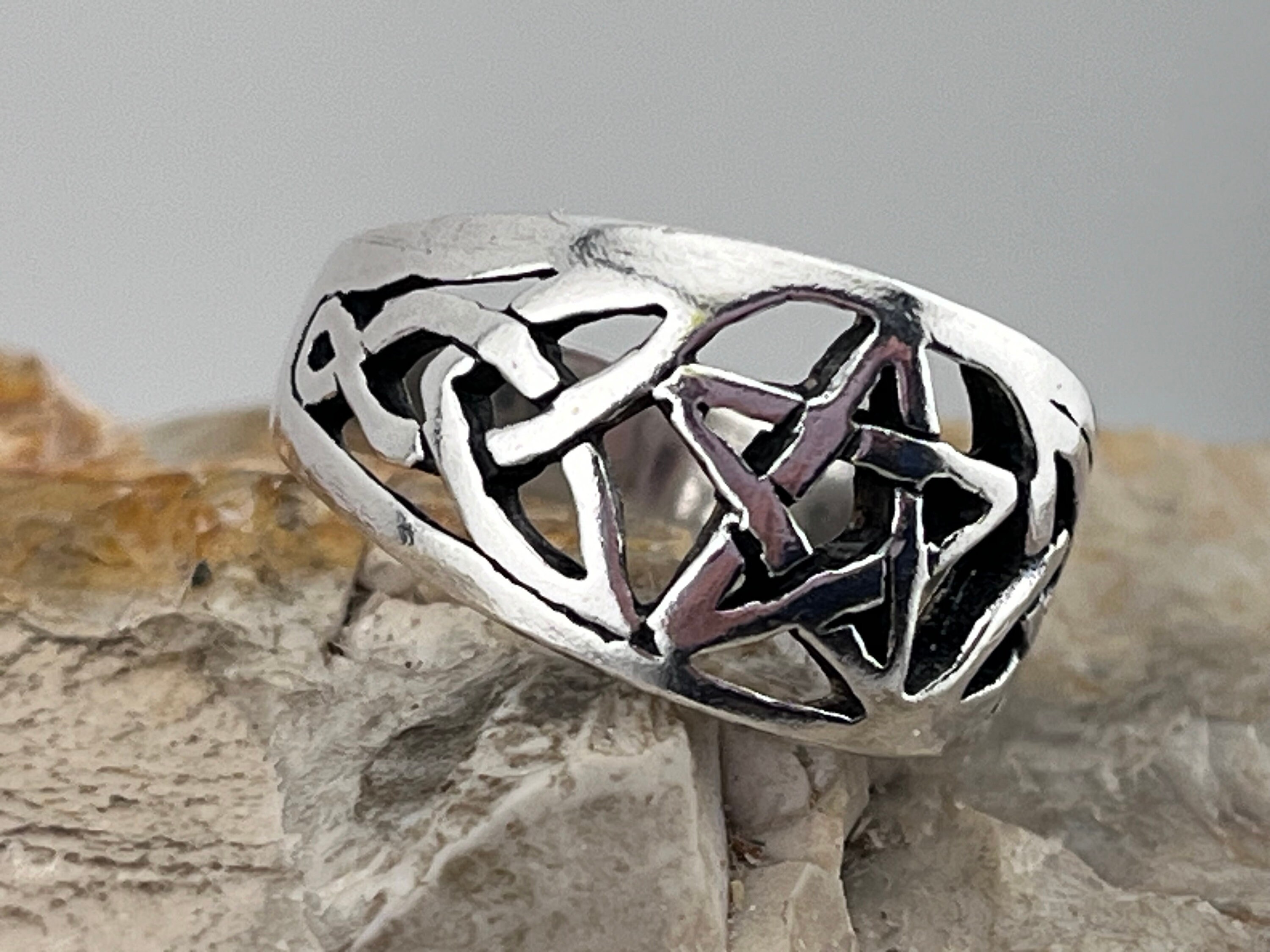 Vintage Silver Celtic Design Star Pierced and Ring Size Uk S1/2 USA 9. ...