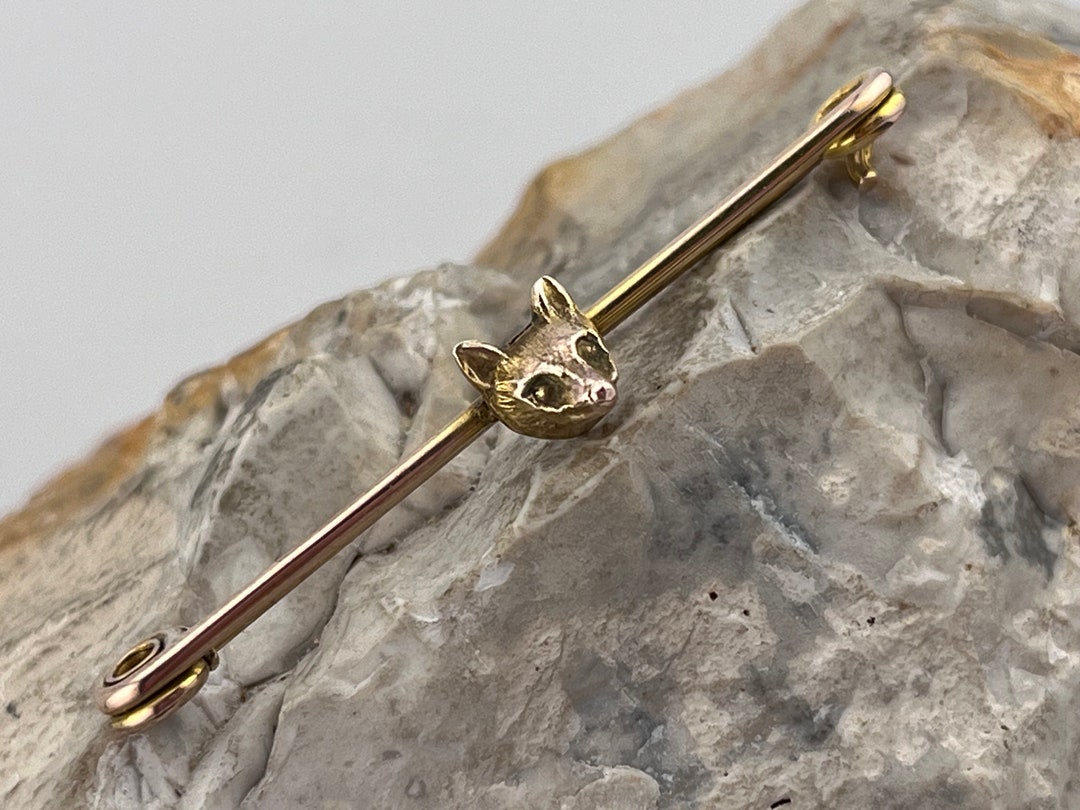 Antique 9ct Gold Fox Mask Brooch Pin - Etsy