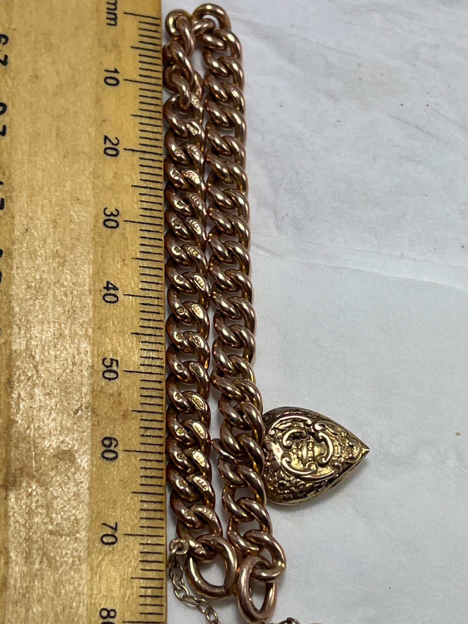 17cm Antique Rose Gold Wrist Chain Bracelet With Padlock & Charm - Etsy