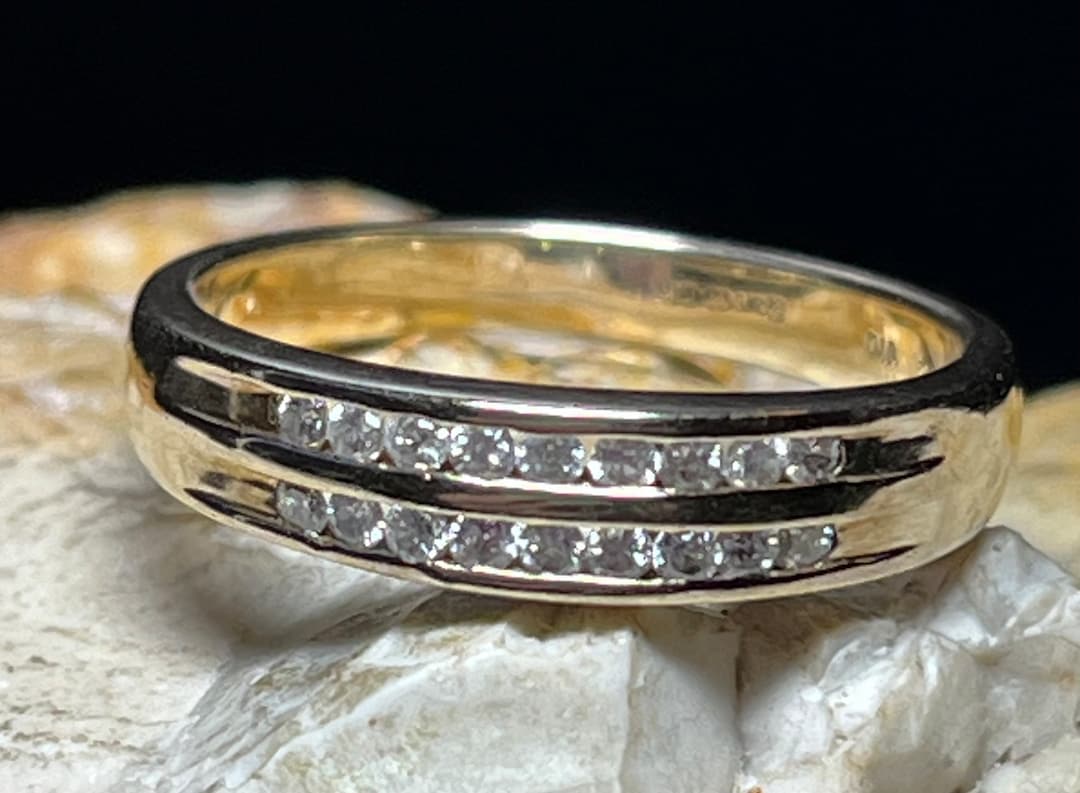 9ct Gold & Diamonds .25ct Ring Band Stacker Spacer Size Uko Usa7.25 - Etsy