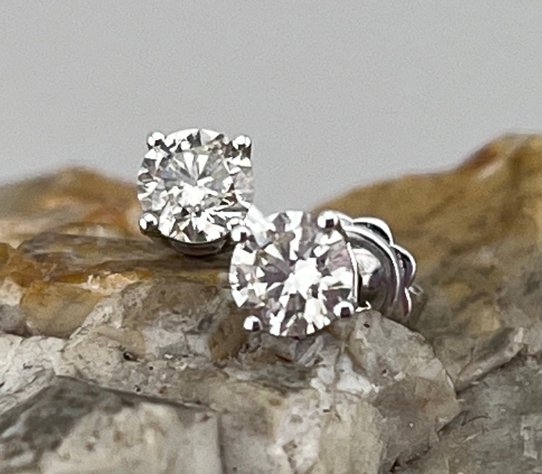 As New White Gold 18ct Diamond Studs Earrings Approx .5ct Total - Etsy
