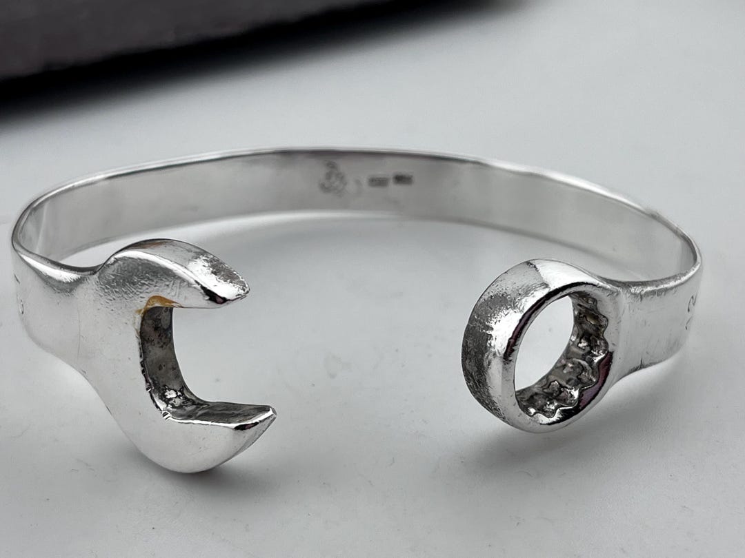 Sterling Silver Spanner Torc Bangle Large Wrist 51g - Etsy