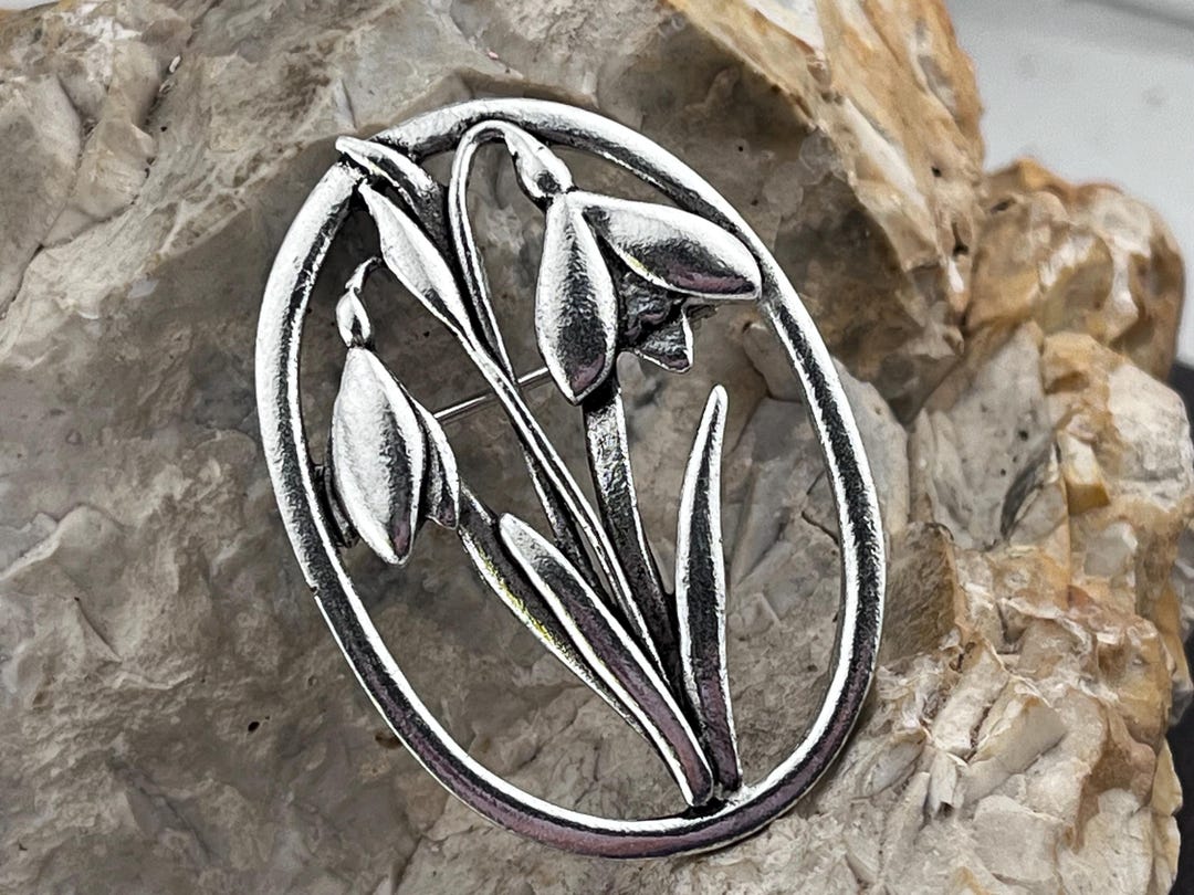 Edward & Maureen Ann Storey Jones 1986 Snowdrop Brooch Pin Welsh Wales ...
