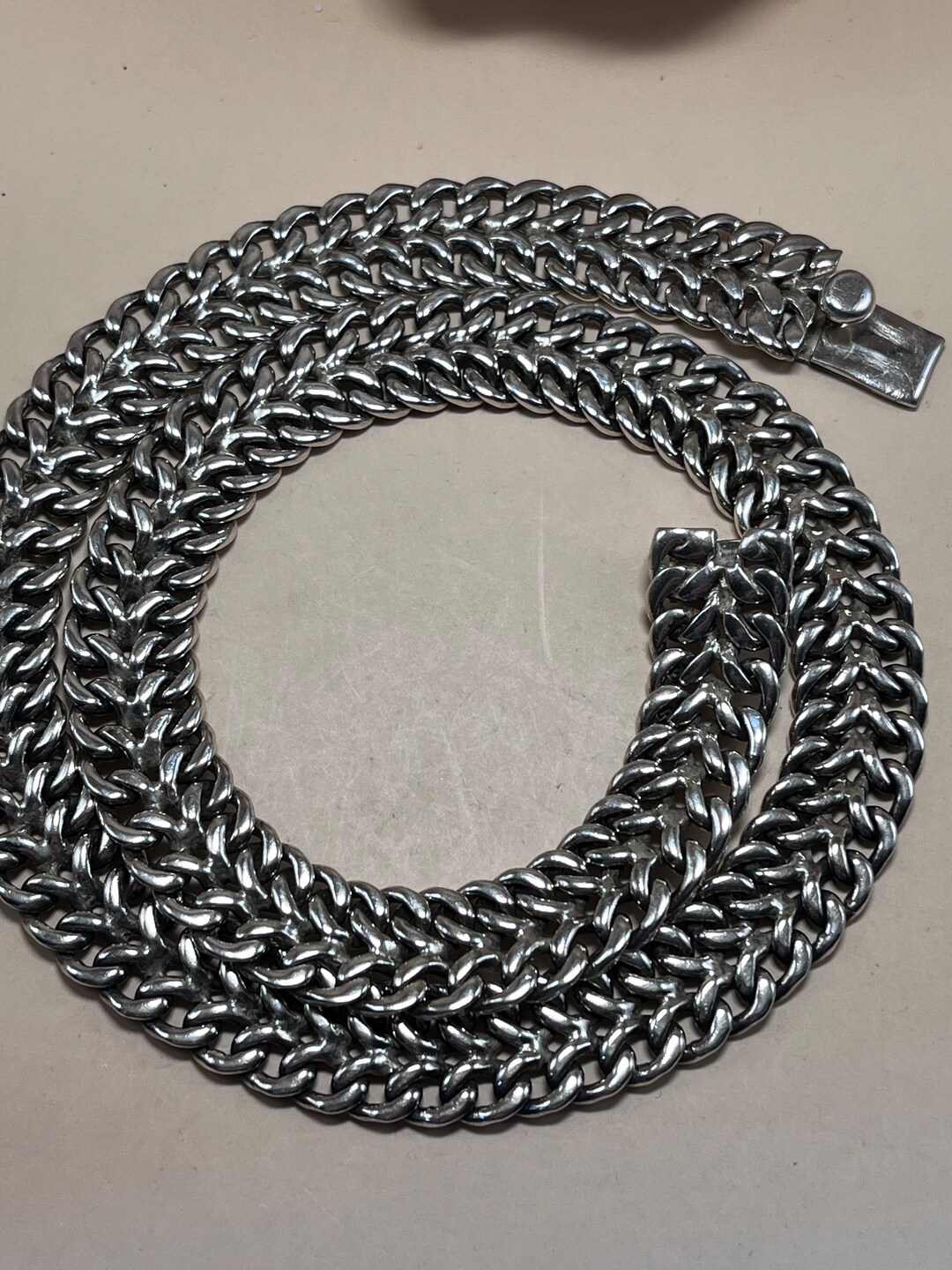1972 Full Hallmark Sterling Silver Double Chain Necklace Collar 42cm - Etsy