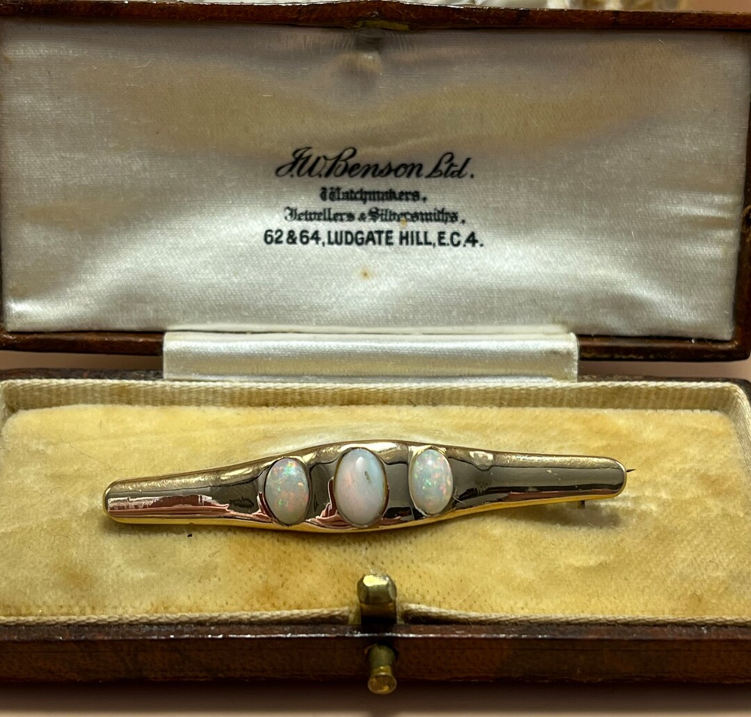 Victorian Full Chester Hallmark Trio Opal Brooch in Box Antique - Etsy