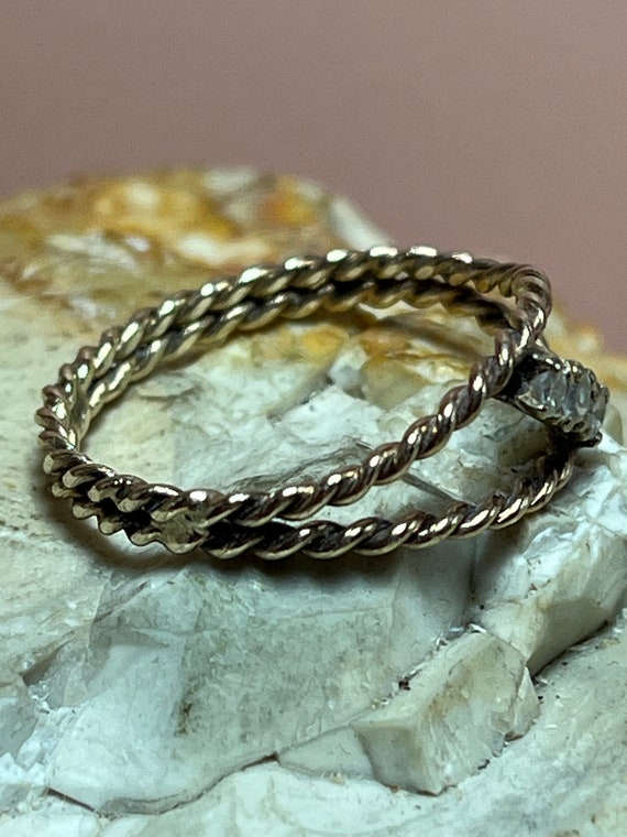 9ct gold wire twist trio diamond ring vintage size uk… - Gem