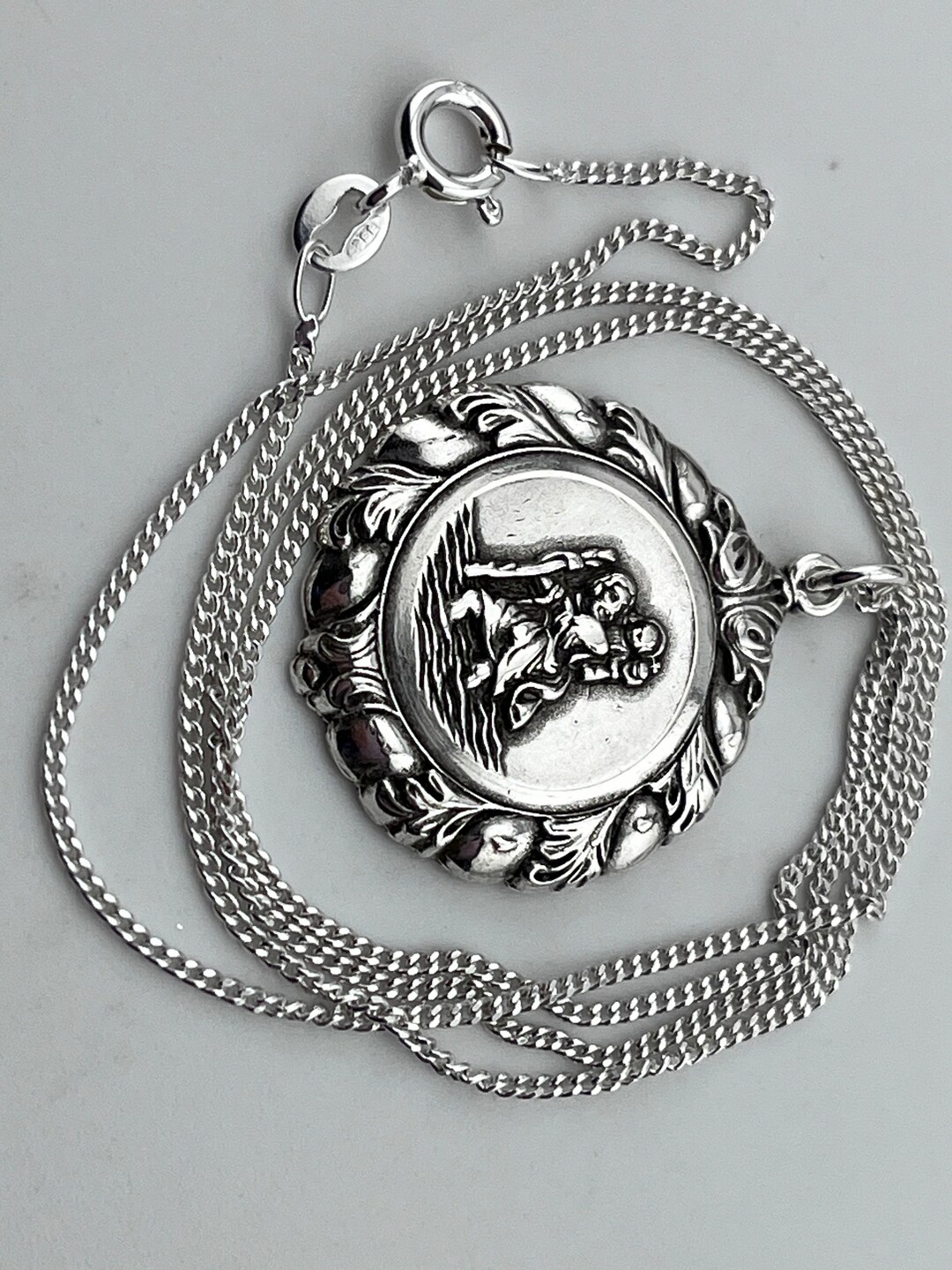Vintage Solid Silver St Christopher Pendant Necklace 45cm - Etsy