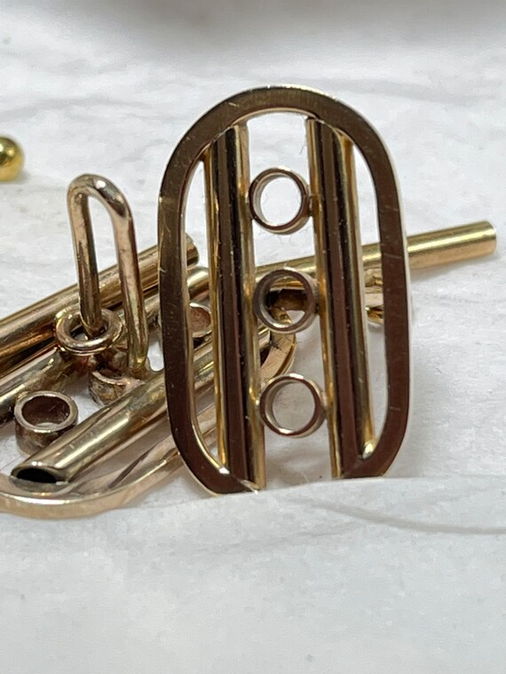 Bespoke 9ct solid gold cufflinks & tie tack 1983 - Gem