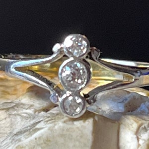 Antique Triple Vertical Diamond 18ct Gold Ring Size Ukm Usa6 - Etsy
