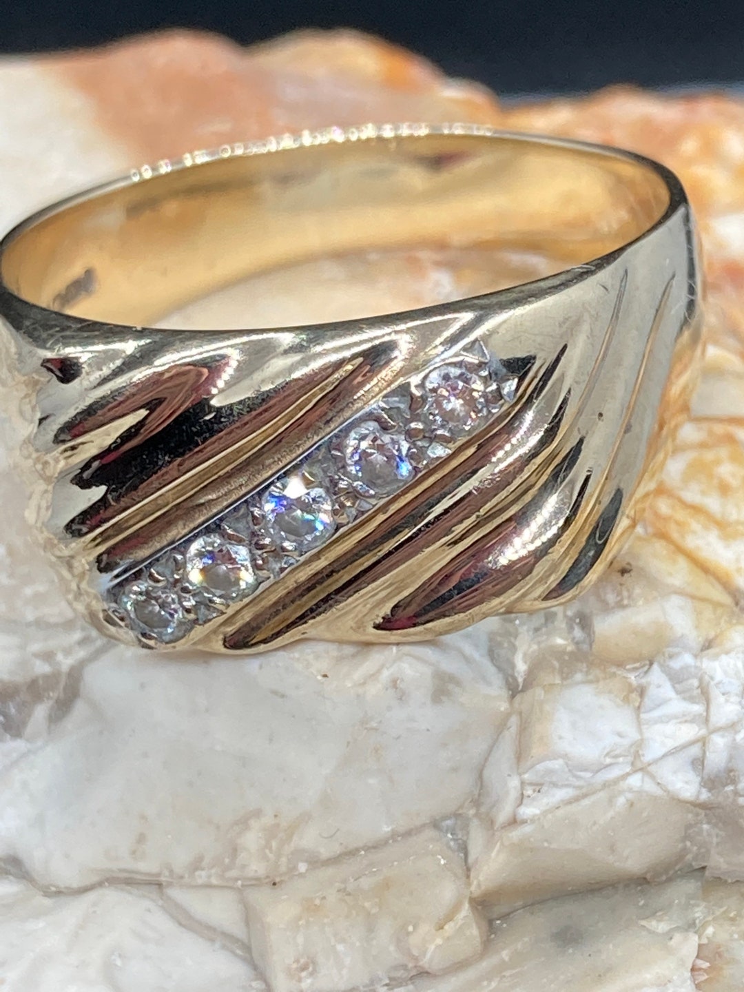 Signet Ring Size Ukx1/2. Vintage Fully Hallmarked Diagonal Diamonds ...