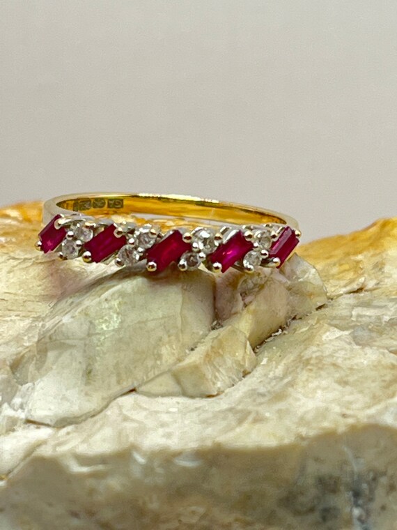 Vintage 18ct Gold Diamond and Ruby Half Hoop Stacker Ring Band - Etsy