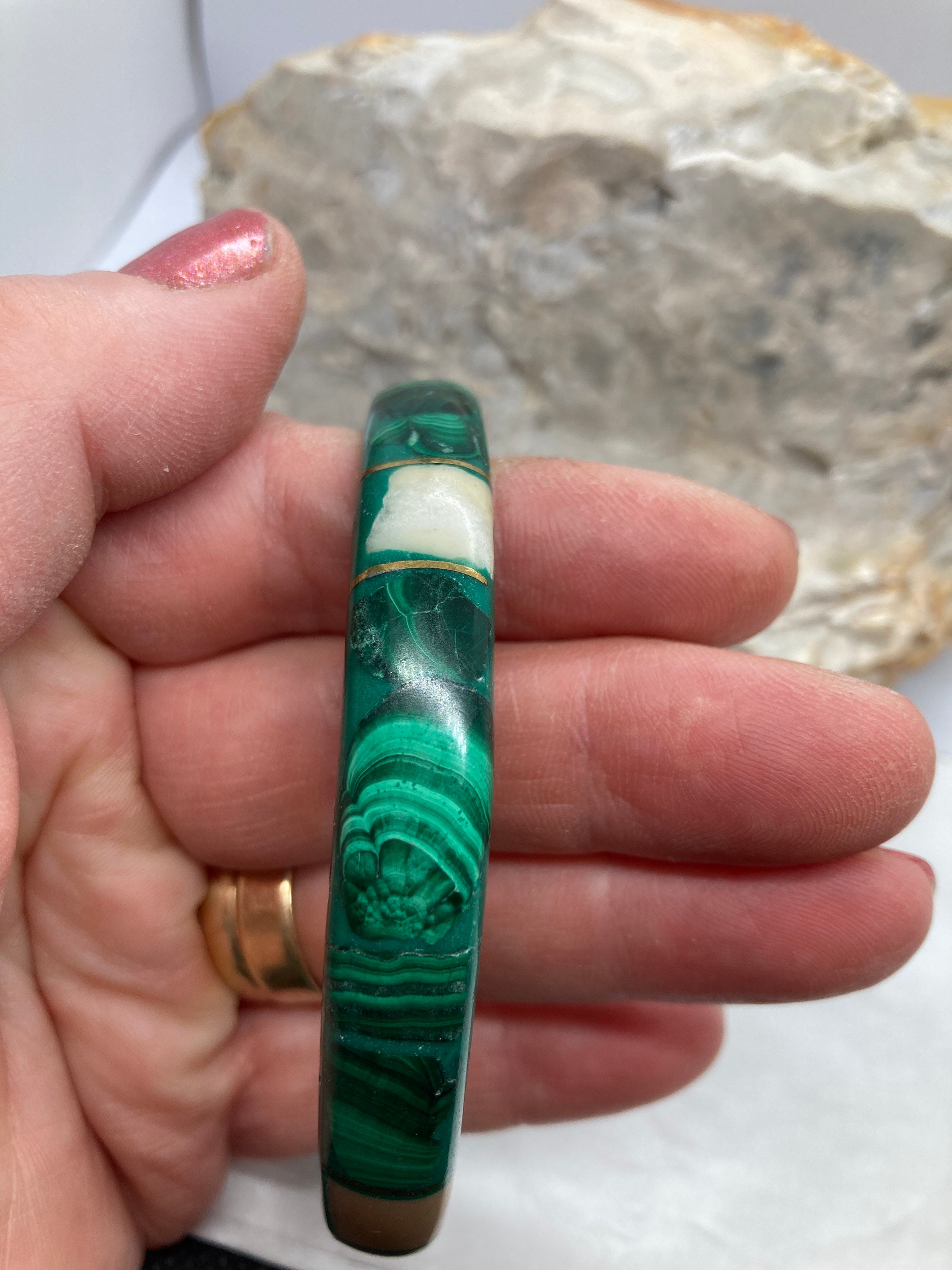 Green Malachite Vintage Bangle 7cm Diameter Med to Large Wrist - Etsy