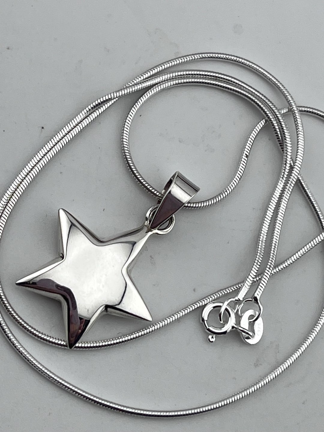 As New Solid Silver Star Pendant Necklace 45cm - Etsy