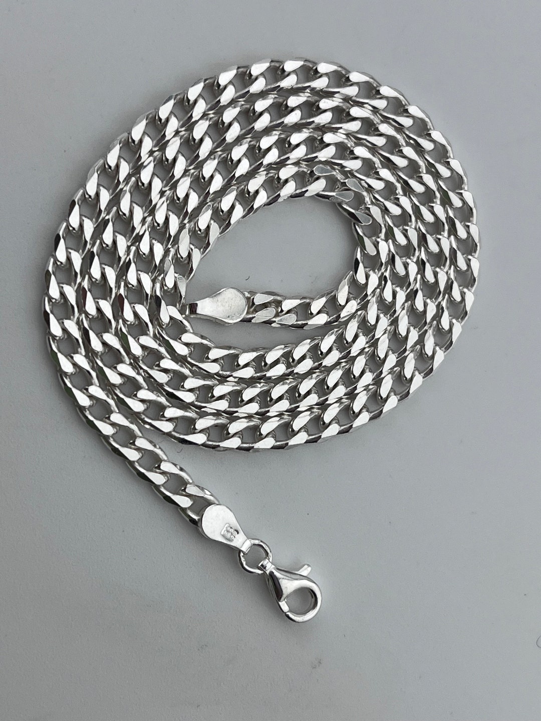 Full Hallmark Solid Silver Curb Chain Necklace 46cm - Etsy