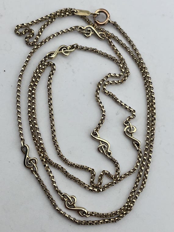 musical notation 70cm 9ct gold rolo chain necklace - Gem