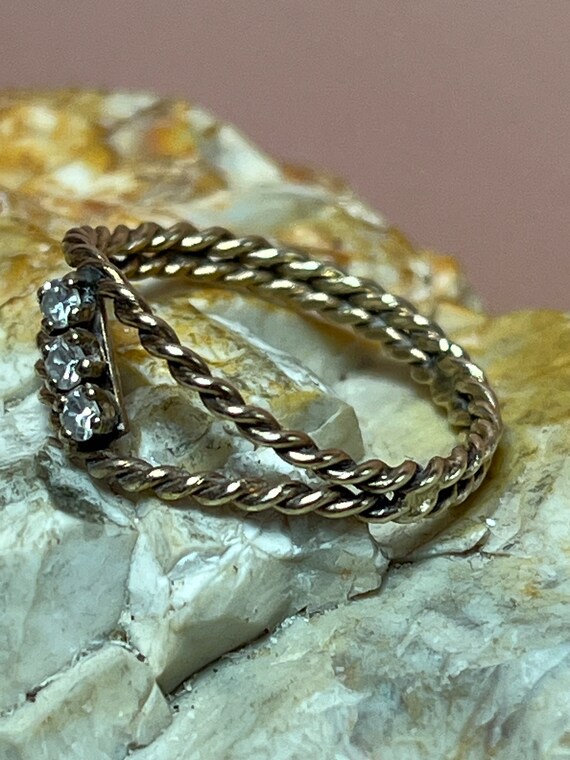 9ct gold wire twist trio diamond ring vintage size uk… - Gem
