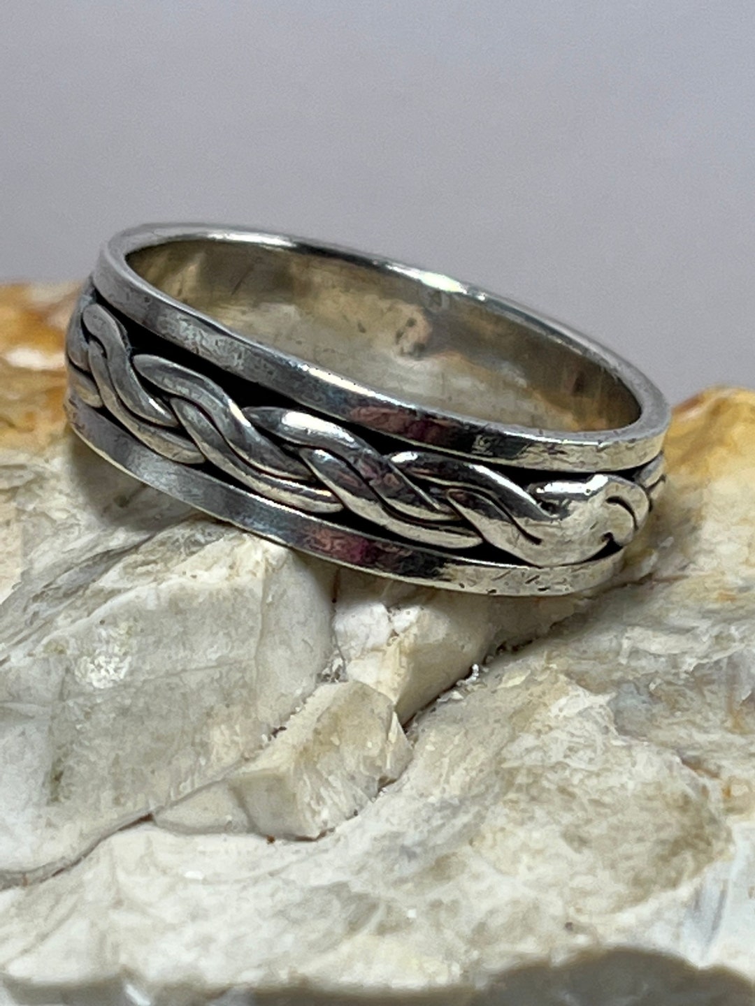 Solid Silver Vintage Spinner Fidget Ring Band Stacker Spacer Size Ukr1 ...