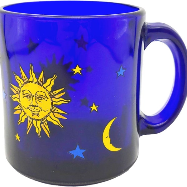 Libbey Cobalt Blue Sun Moon Celestial Mug - Etsy