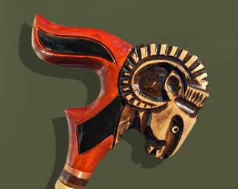 Ram Skull Bronze Walking Cane Stick Hand Carved Handle With Celtic ...