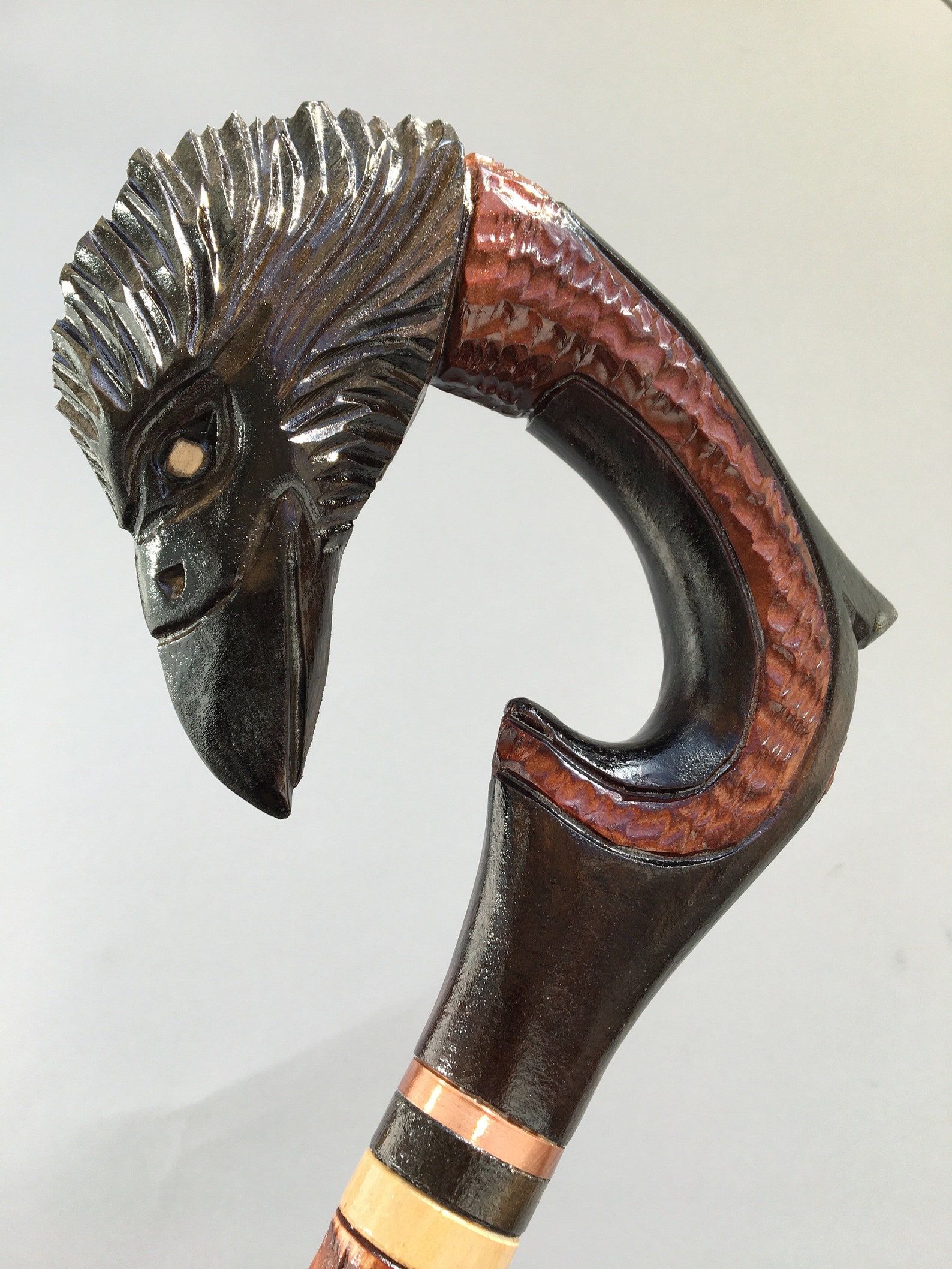 Wood for Women and Men Fancy Design Wooden Raven Handle Hand - Etsy UK