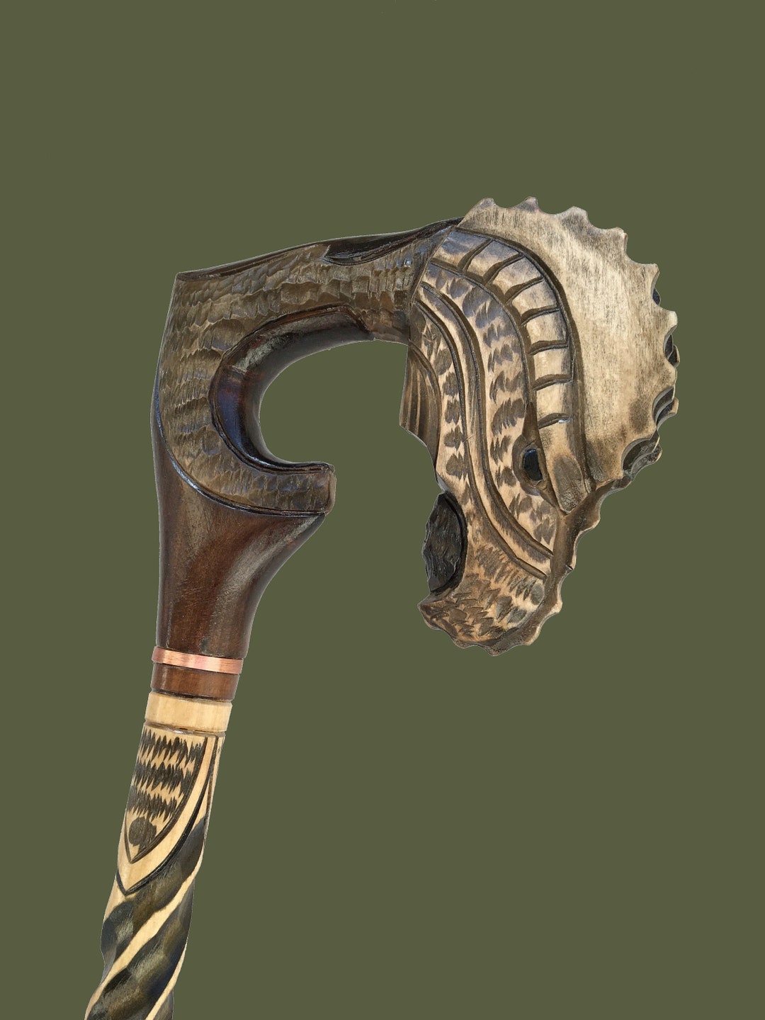 Hand Carved Lizard Walking Cane: Ash Wood Crafted Handle - Etsy