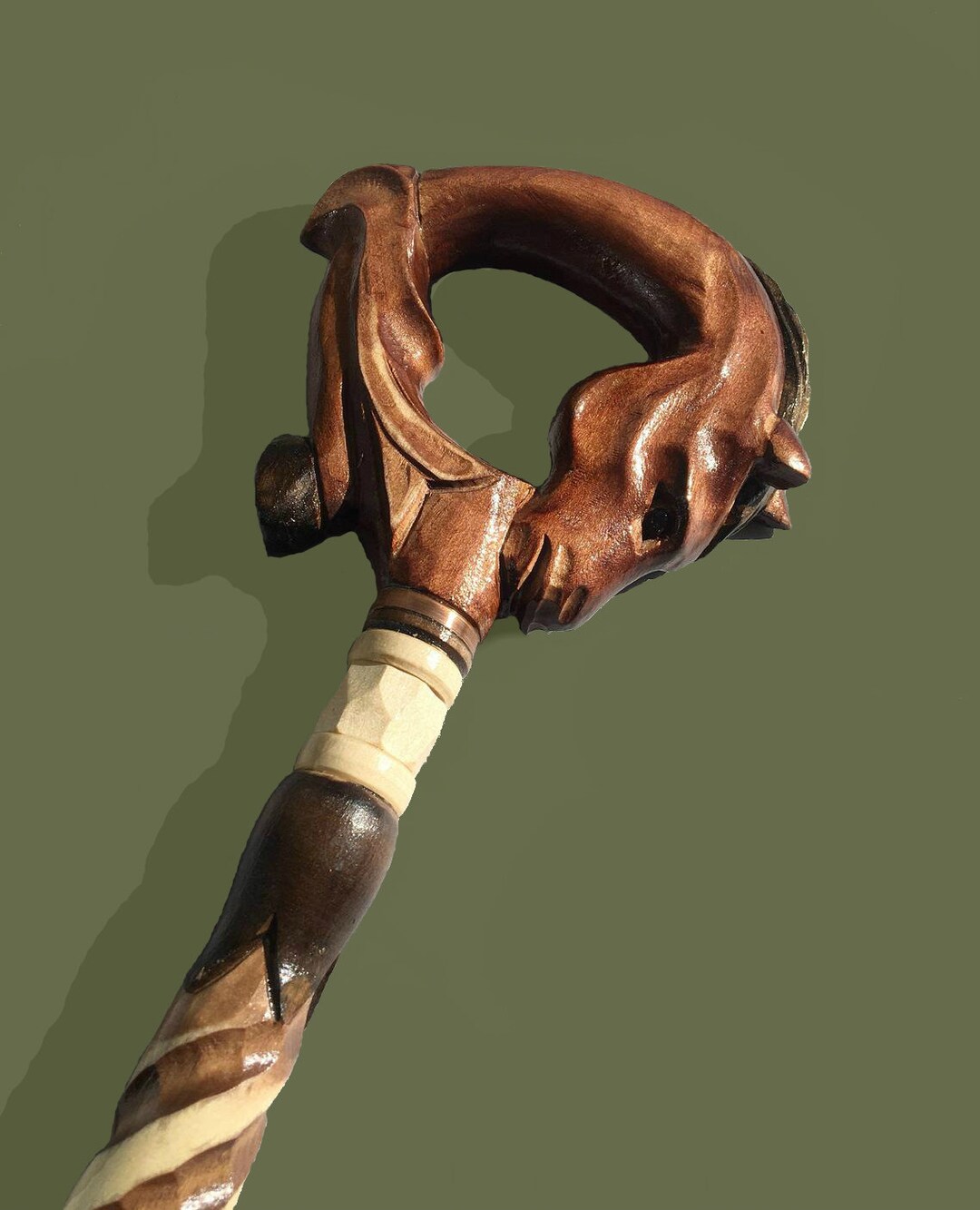 Horse Handle Hand Carved Walking Cane Unique - Etsy