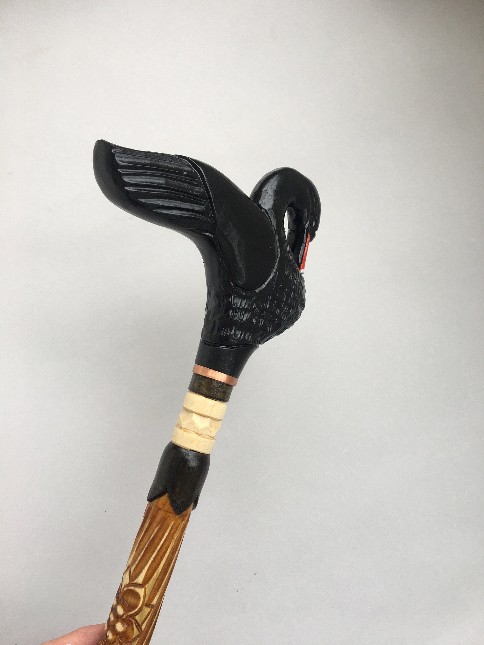Black Swan Walking Stick Animal Hand Carved Cane - Etsy