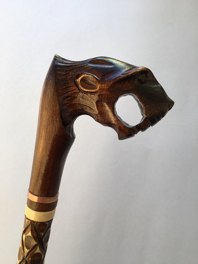 Harvy Lion's Head Carved Walking Cane Stick - Etsy