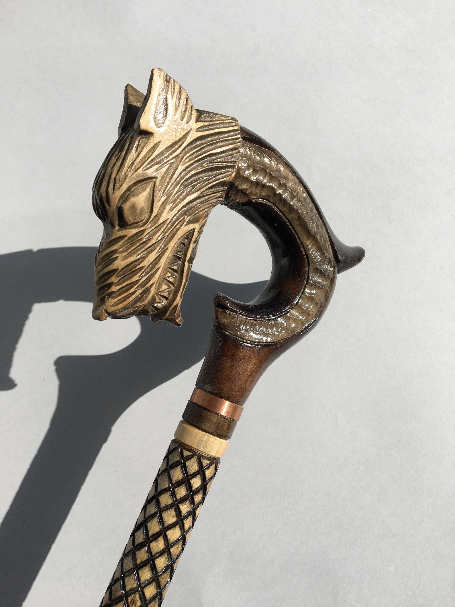 Wolf Head Walking Cane Stick Hand Carved - Etsy