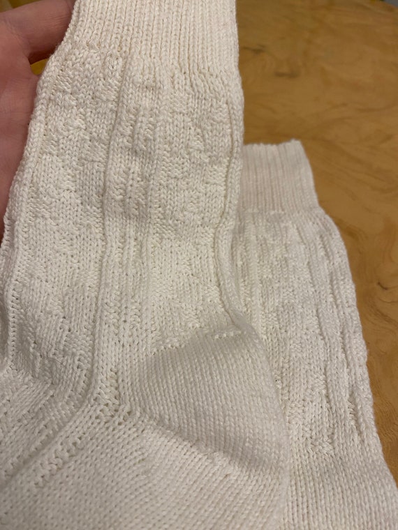 Vintage cotton white knit soviet socks - Gem