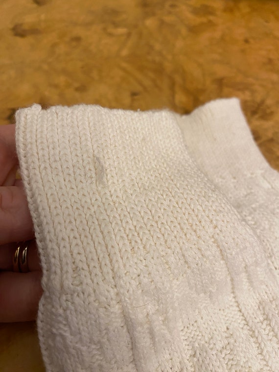 Vintage cotton white knit soviet socks - Gem