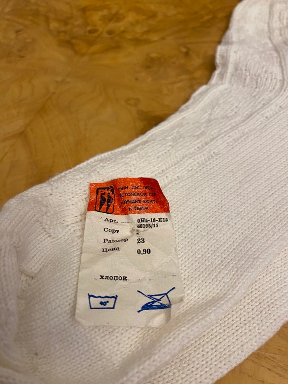 Vintage cotton white knit soviet socks - Gem