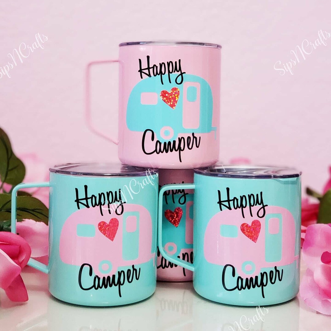 Happy Camper Camping Mug. Camp Life, Stainless Steel Campfire Mug ...