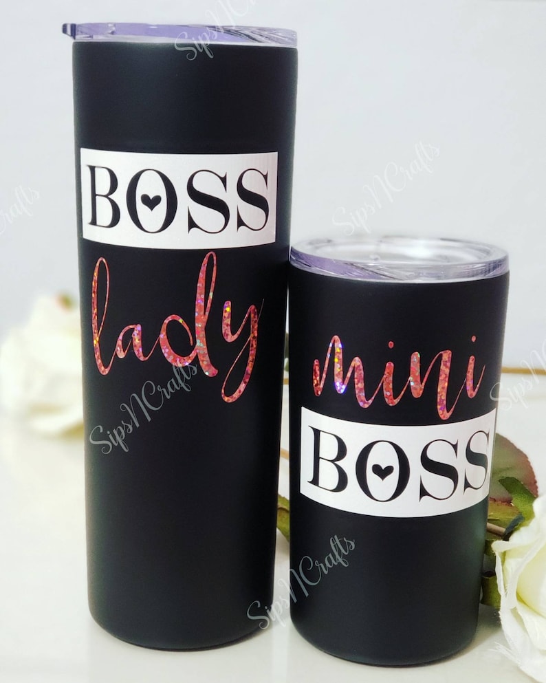 Mommy And Me Tumbler T Set Boss Lady And Mini Boss Etsy