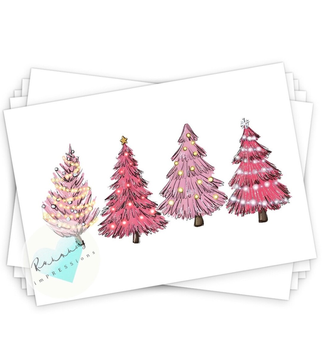 Pink Christmas Trees | SUBLIMATION TRANSFER SHEET | Ready to Press ...