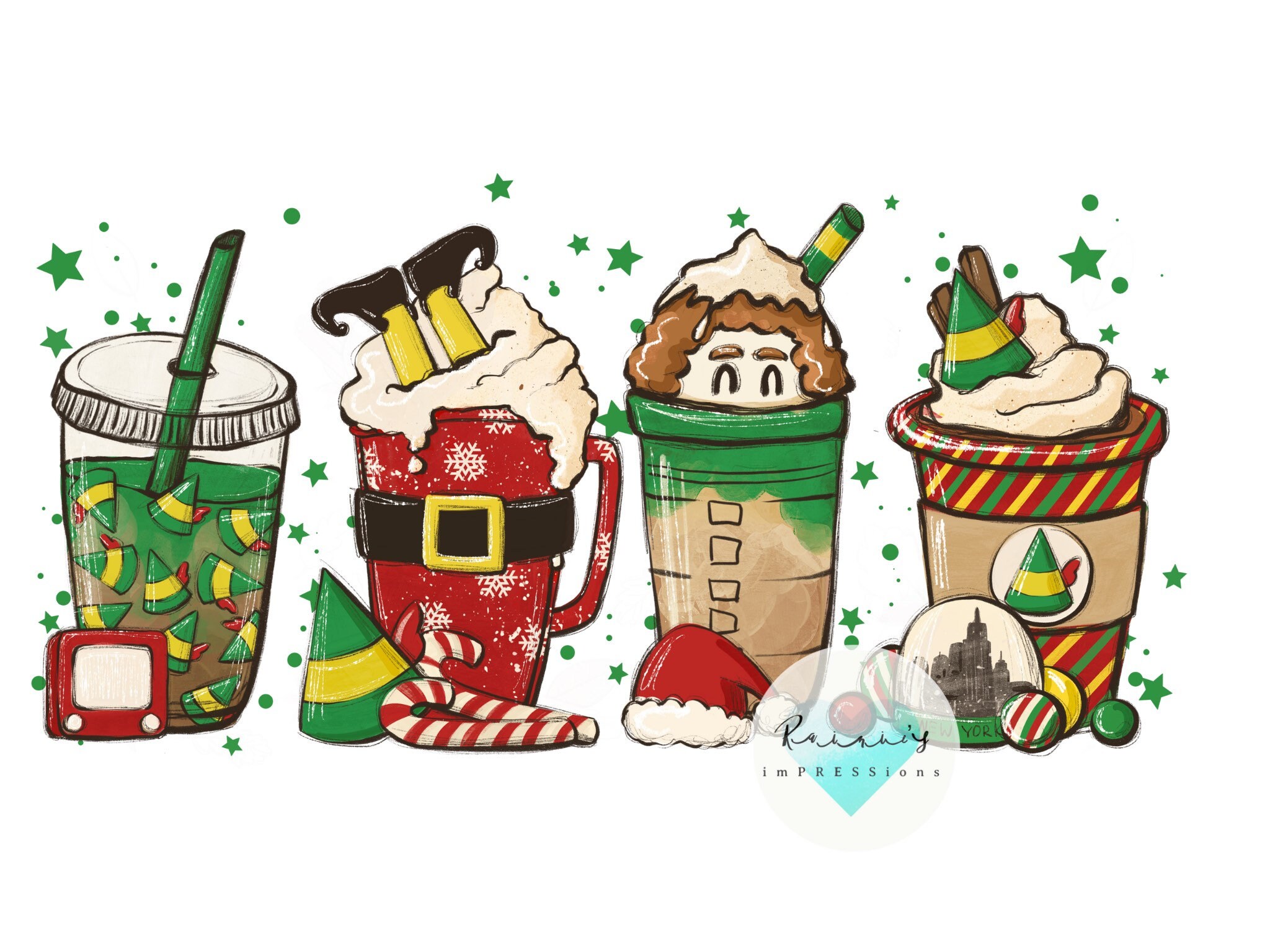 Elf Coffee SUBLIMATION TRANSFER SHEET Ready to Press - Etsy