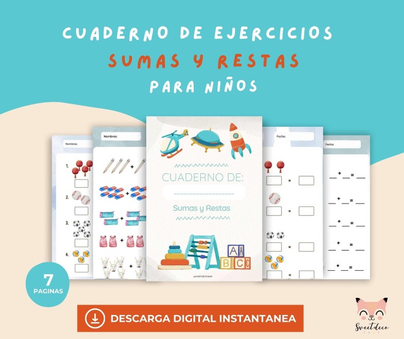 Imprimible Educativo De Sumas Y Restas Para Niños,material Didáctico ...