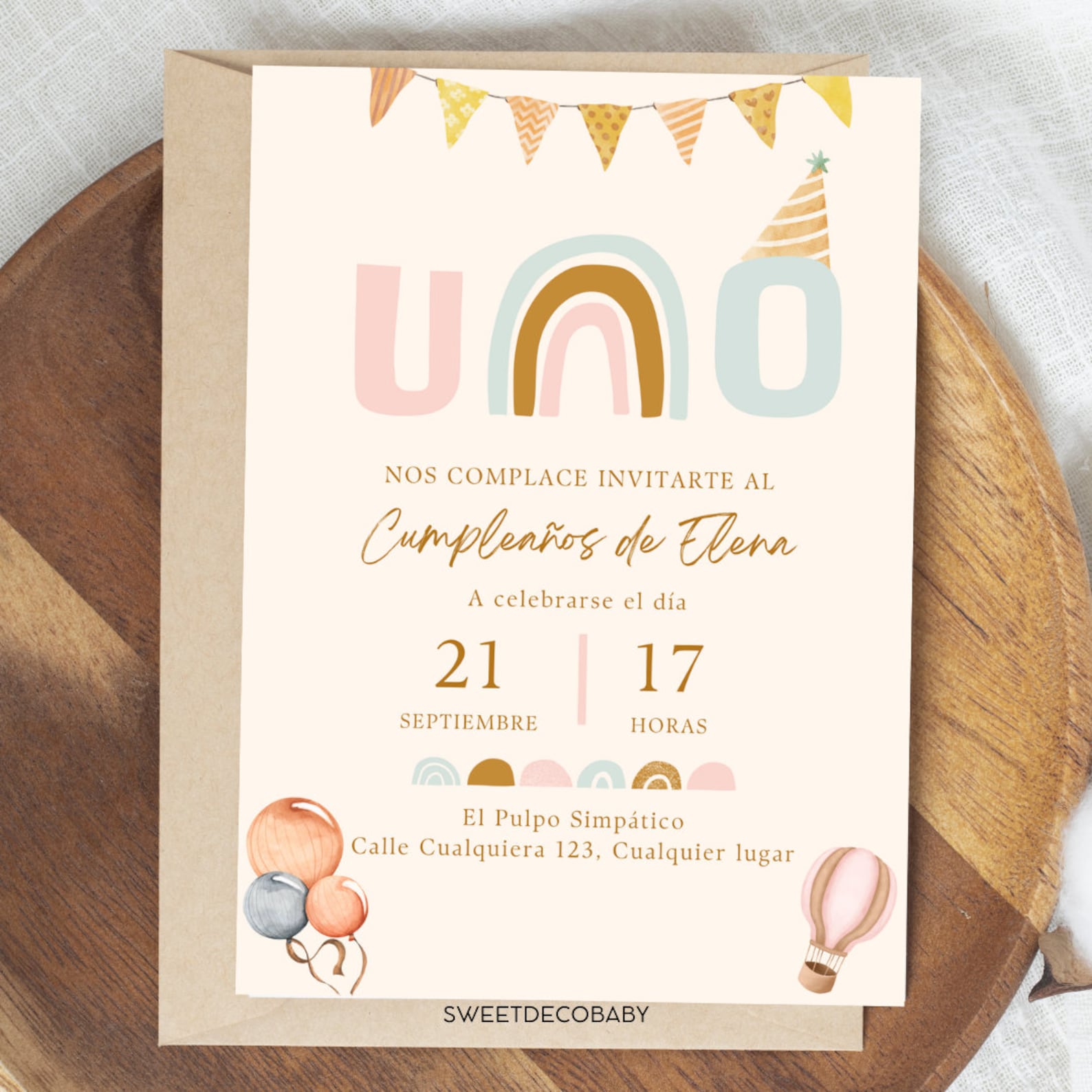 Invitación de Cumpleaños Personalizada para Primer Año - Etsy España