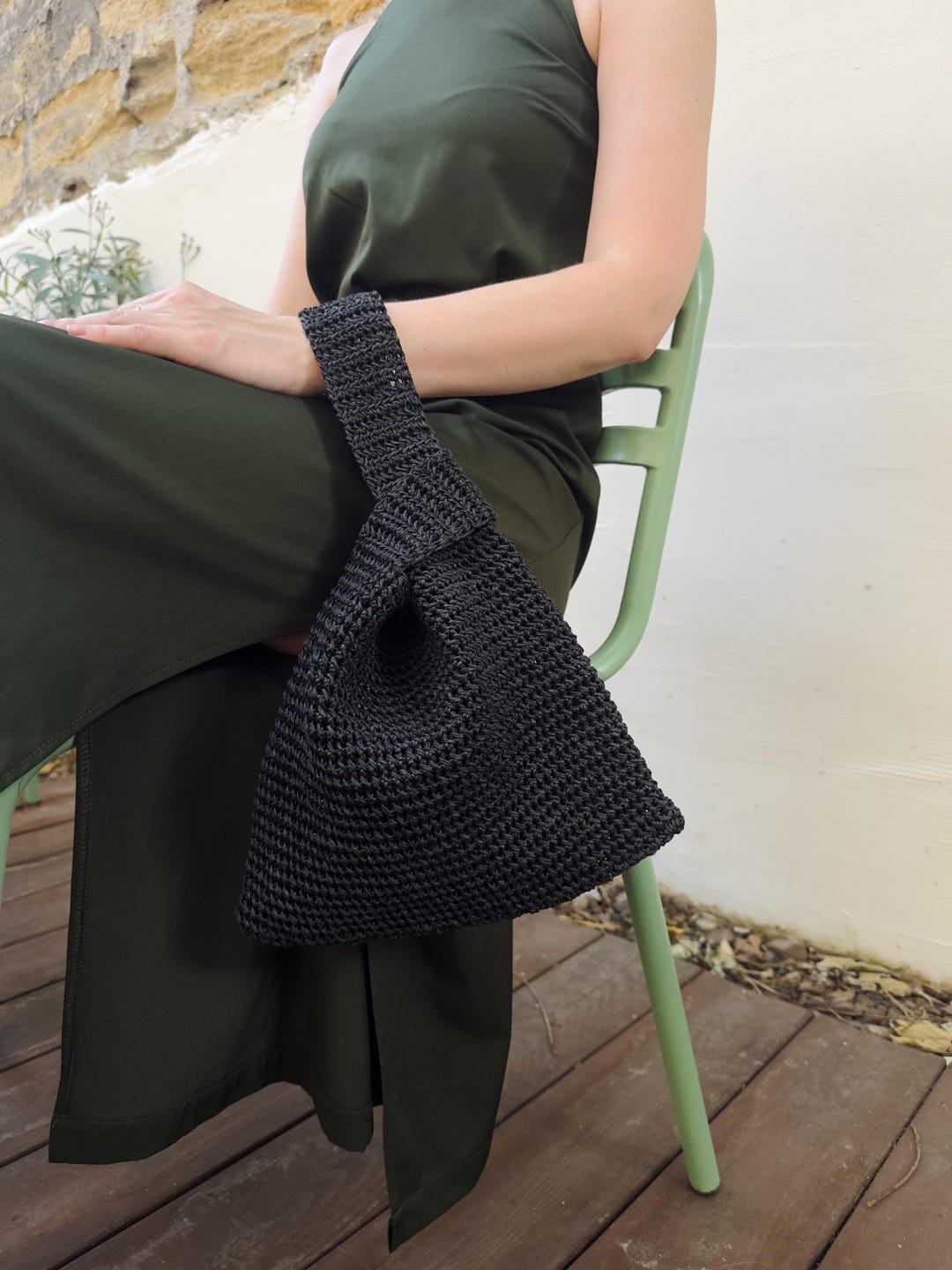 Raffia Crochet Japanese Knot Bag, Unique Boho Chic Purse, Stylish ...