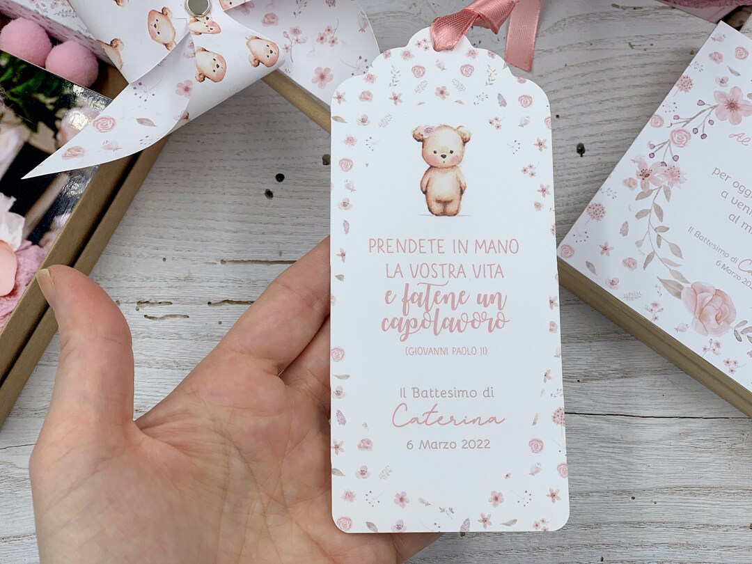 Segnaposto Segnalibro Battesimo in Carta, Con Frase E Ringraziamento a ...